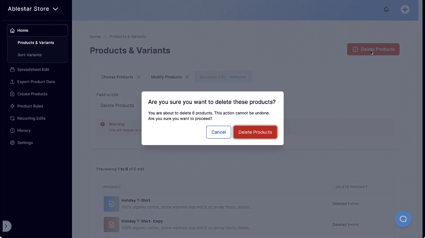 The best way to bulk delete Shopify products